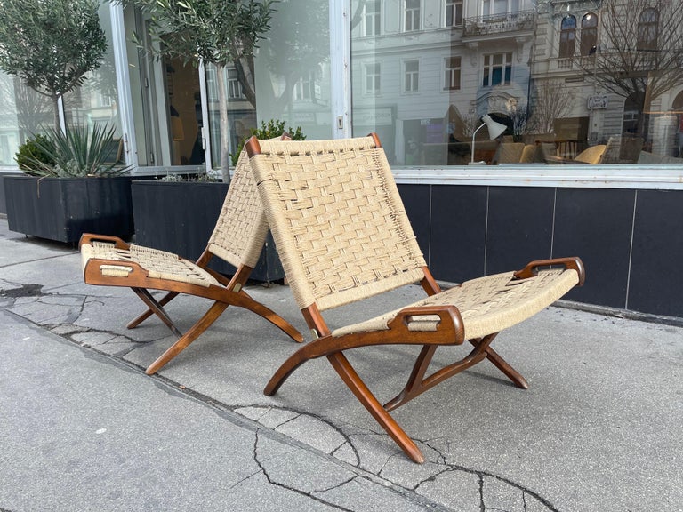 Mid-Century Folding Rope Weave Chairs in the Style of Gio Ponti For ...