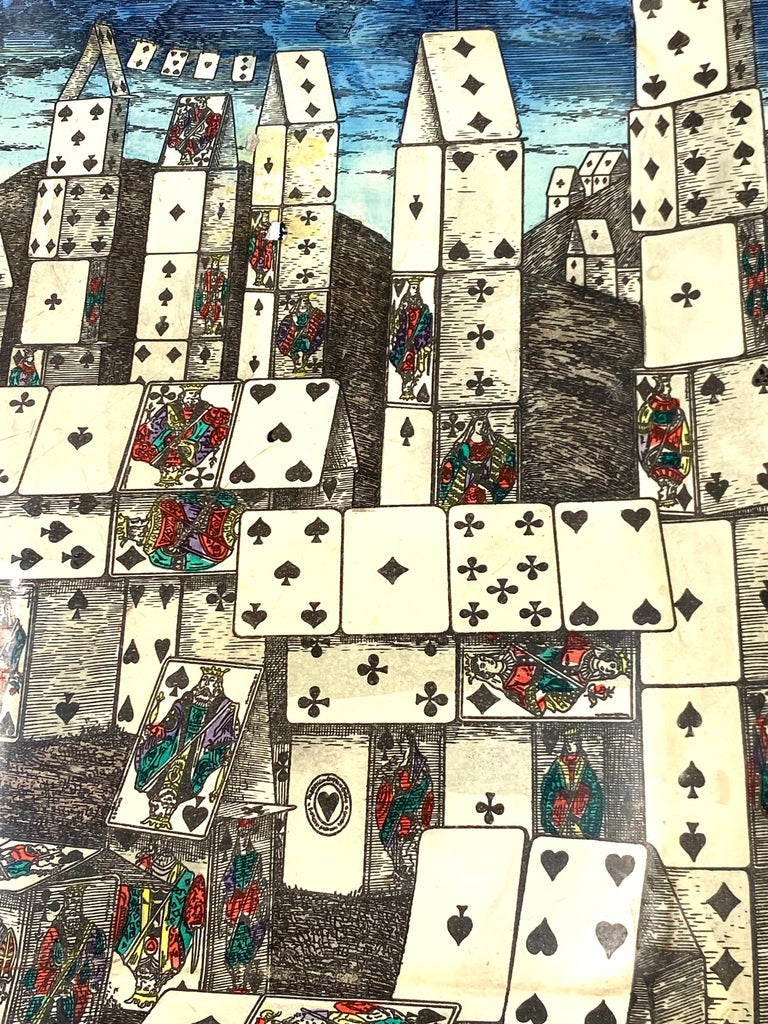 Midcentury Folding Tray Table "City of Cards", Piero Fornasetti, Italy ...
