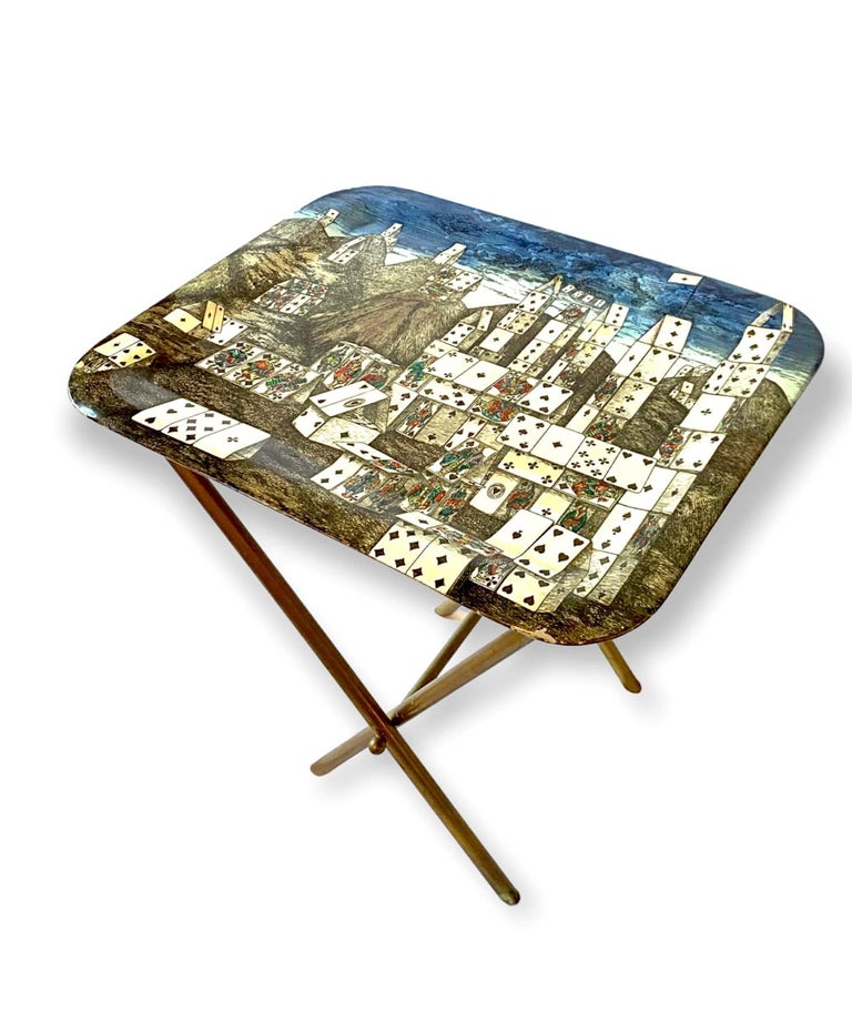 Midcentury Folding Tray Table "City of Cards", Piero Fornasetti, Italy ...
