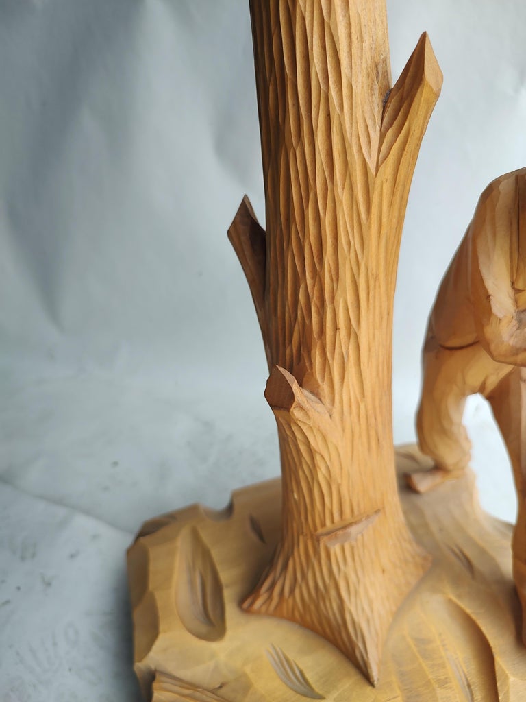 Midcentury Folk Art Ashstand with Figure Hand Carved by Paul Emile ...