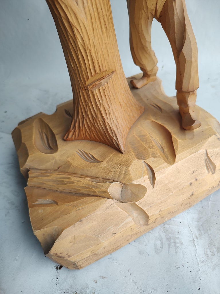 Midcentury Folk Art Ashstand with Figure Hand Carved by Paul Emile ...