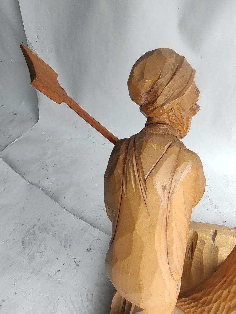 Midcentury Folk Art Ashstand with Figure Hand Carved by Paul Emile ...