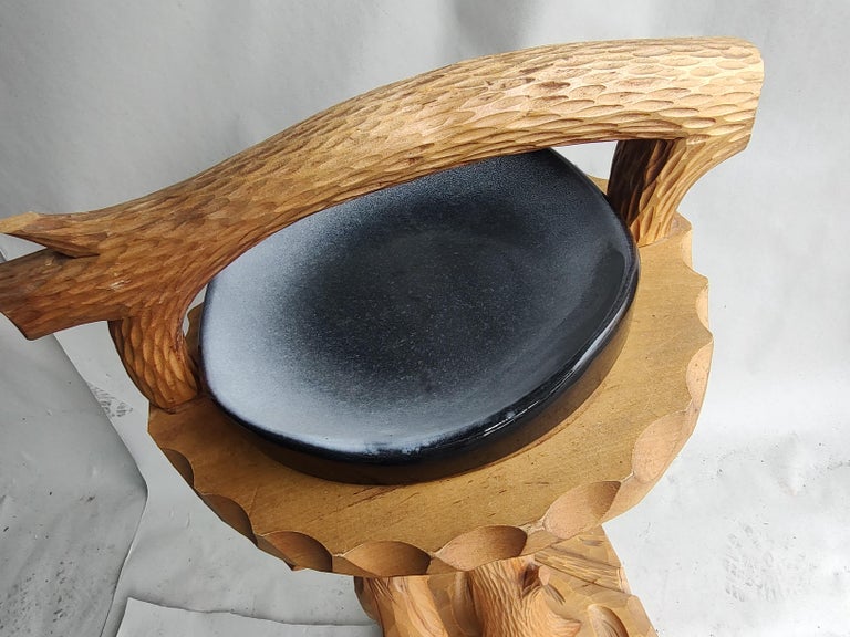 Midcentury Folk Art Ashstand with Figure Hand Carved by Paul Emile ...