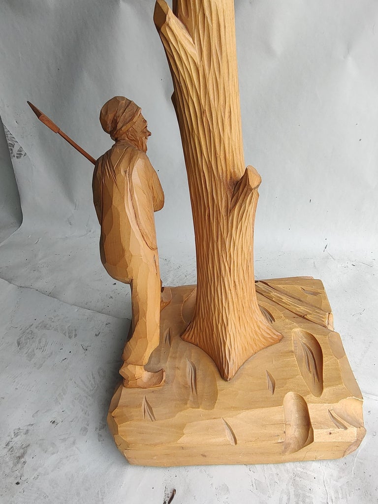 Midcentury Folk Art Ashstand with Figure Hand Carved by Paul Emile ...