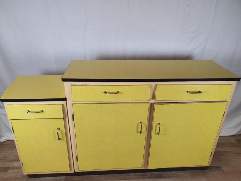 Mid-Century Formica and Fir Kitchen Buffet For Sale at 1stDibs