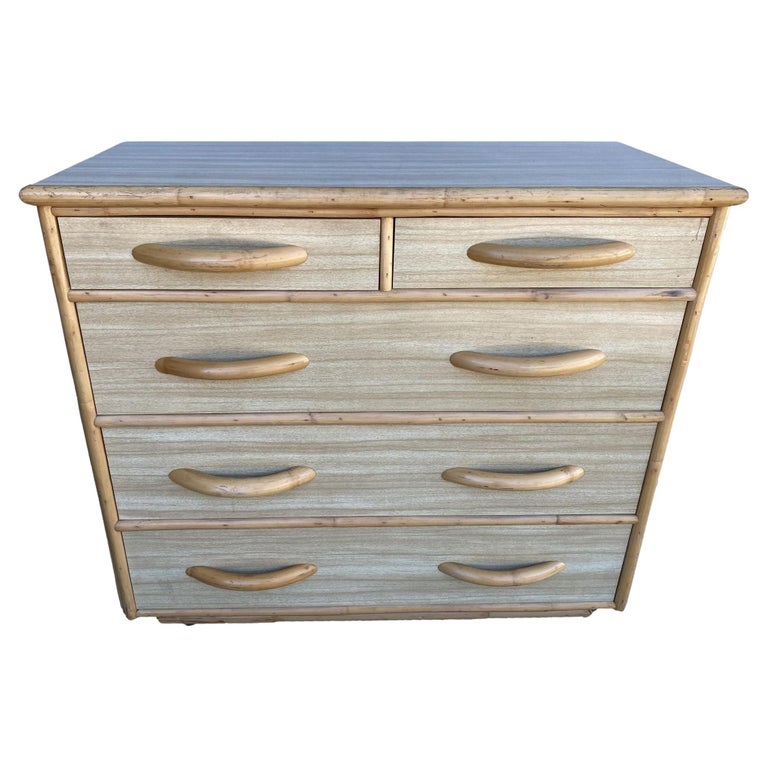 Restored Mid Century Formica and Rattan Chest Of Drawers w/ Rattan ...