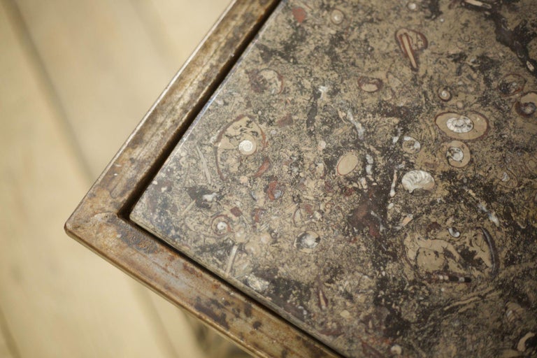 Mid century Fossil marble console table For Sale at 1stDibs