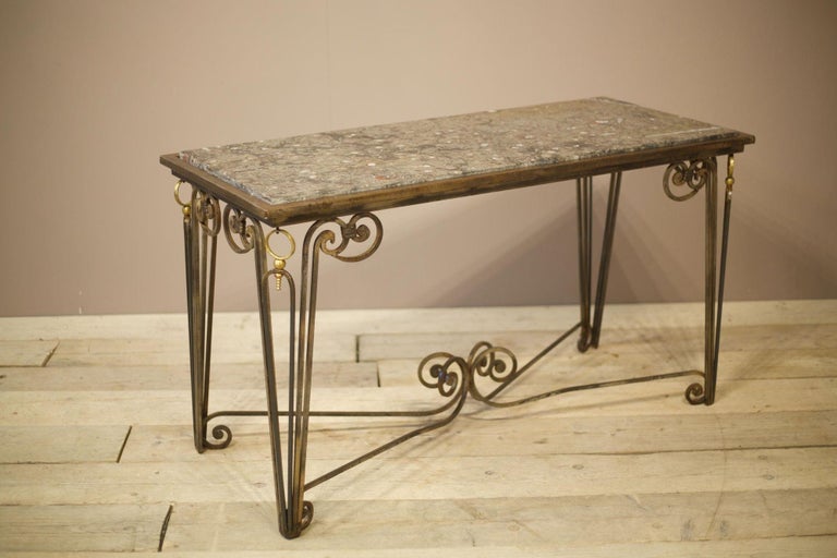 Mid century Fossil marble console table For Sale at 1stDibs