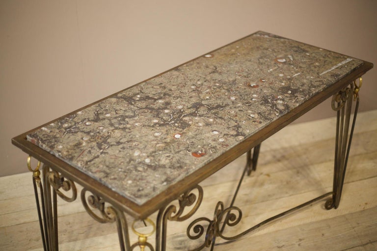 Mid century Fossil marble console table For Sale at 1stDibs