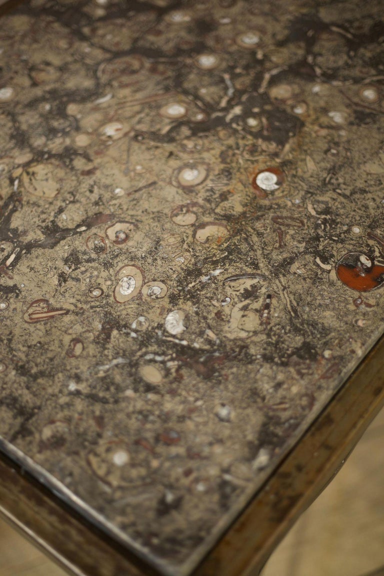 Mid century Fossil marble console table For Sale at 1stDibs