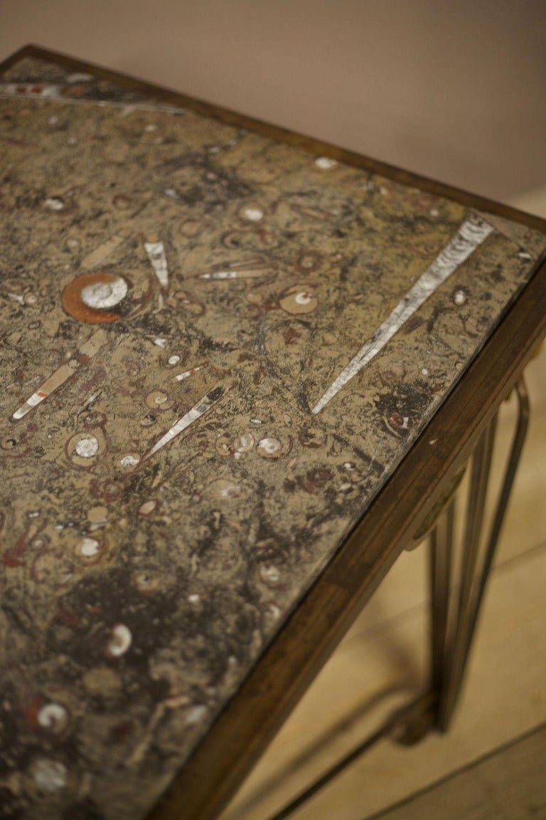 Mid century Fossil marble console table For Sale at 1stDibs