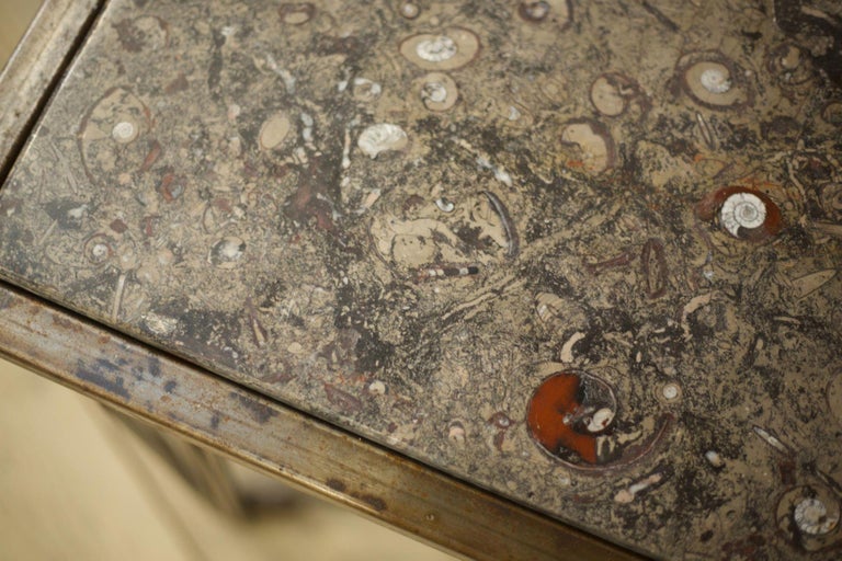 Mid century Fossil marble console table For Sale at 1stDibs