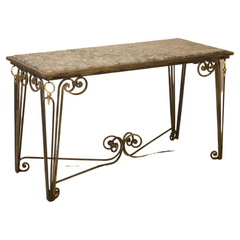 Mid century Fossil marble console table For Sale at 1stDibs