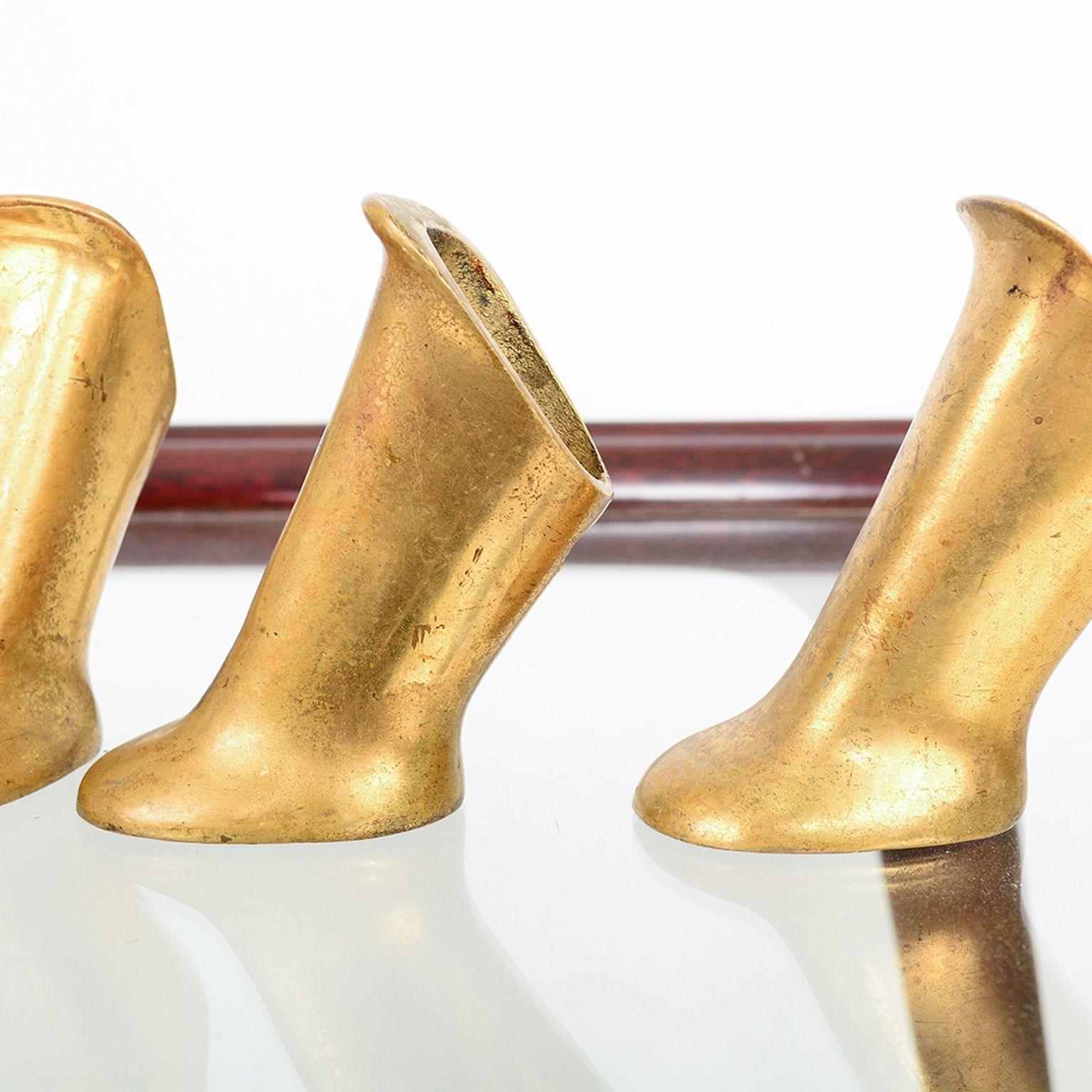 Midcentury Four Bronze Brass Sabot Leg Caps Cups Tips from Italy at ...