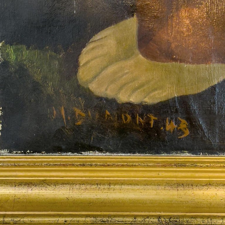 Mid-Century Framed Oil Painting on Canvas by Marcel Dumont, Dated 1943 ...