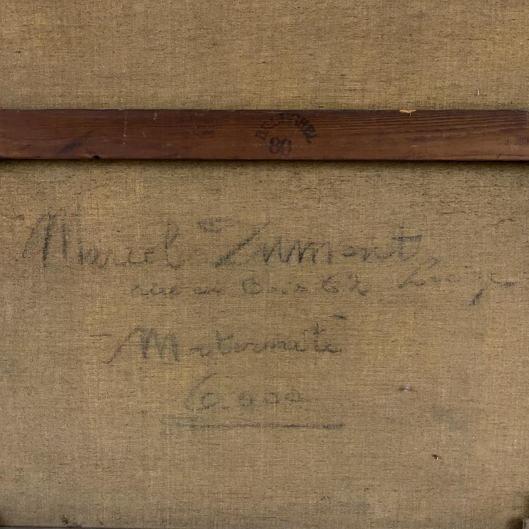 Mid-Century Framed Oil Painting on Canvas by Marcel Dumont, Dated 1943 ...