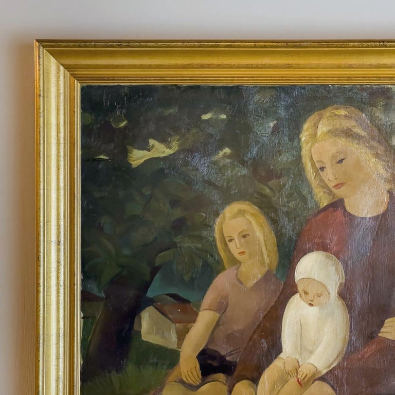 Mid-Century Framed Oil Painting on Canvas by Marcel Dumont, Dated 1943 ...