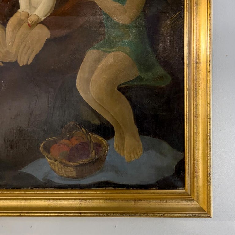 Mid-Century Framed Oil Painting on Canvas by Marcel Dumont, Dated 1943 ...