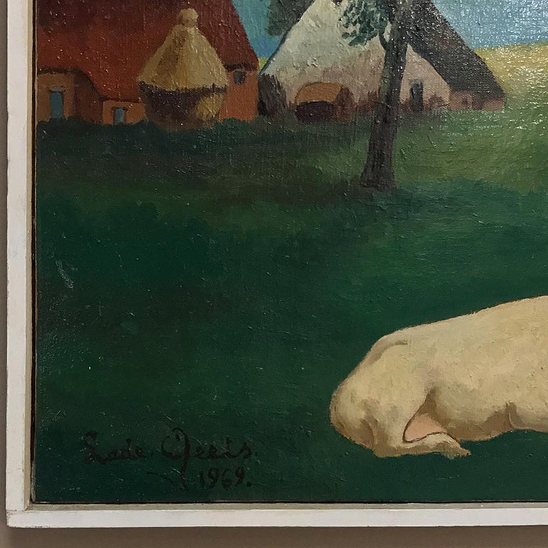 Midcentury Framed Oil Painting on Canvas, Signed Sade Geets and Dated ...