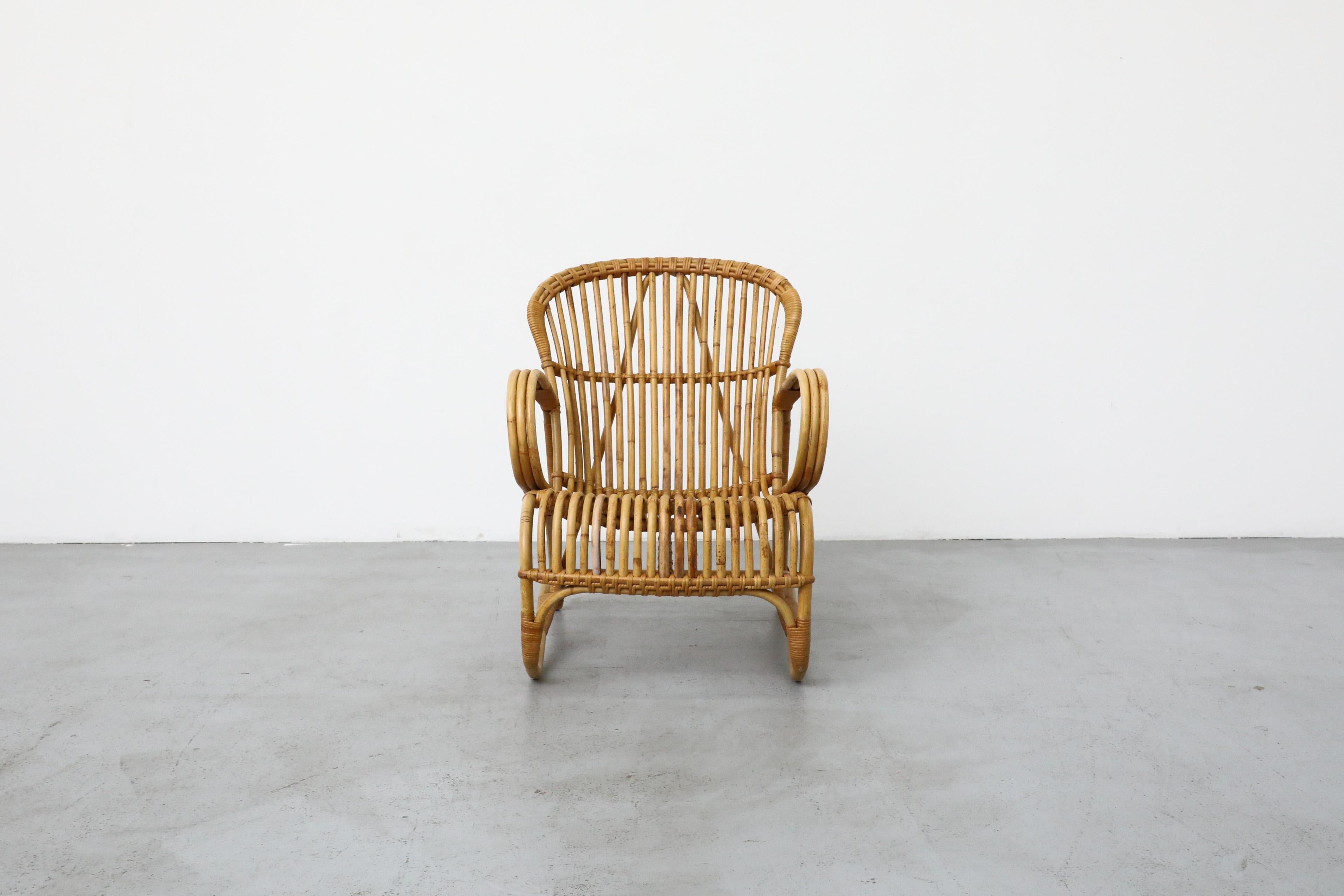 Mid-Century Franco Albini Attributed Bamboo Lounge Chair For Sale at ...