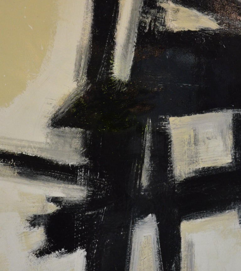 Franz Kline Style Abstract Expressionist Painting in White, Gray and ...