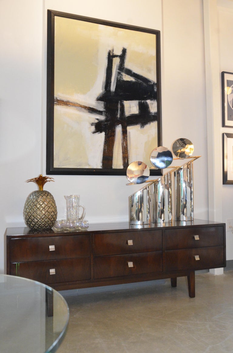 Franz Kline Style Abstract Expressionist Painting in White, Gray and ...