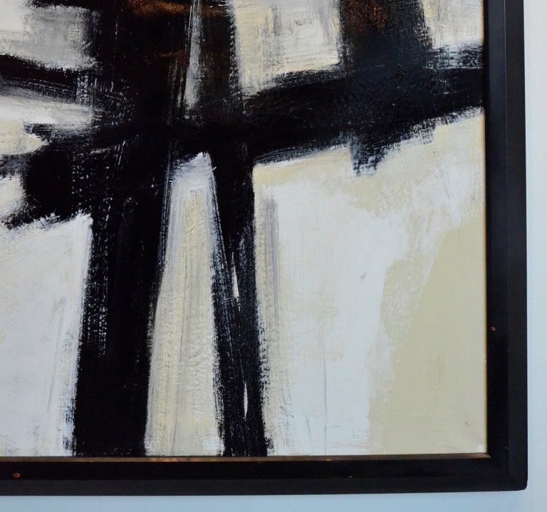 Franz Kline Style Abstract Expressionist Painting in White, Gray and ...