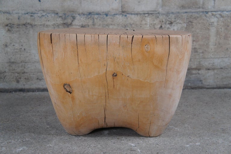 Midcentury Freeform Teak Root Side Accent Coffee Table Slab Stump Stool ...