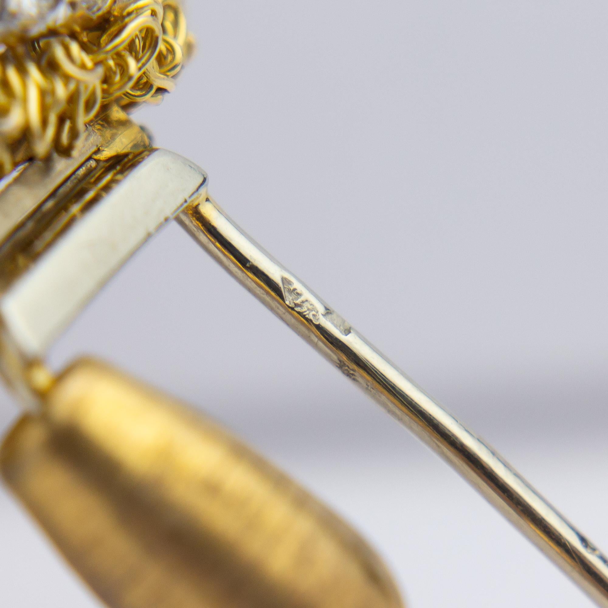 Mid Century, French, 18 Karat Gold and Diamond Spiral Brooch Pin For ...