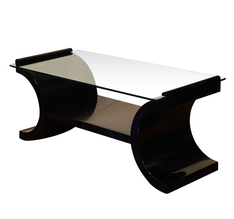 Mid-Century French Art Deco Style Black Lacquered Coffee Table For Sale ...