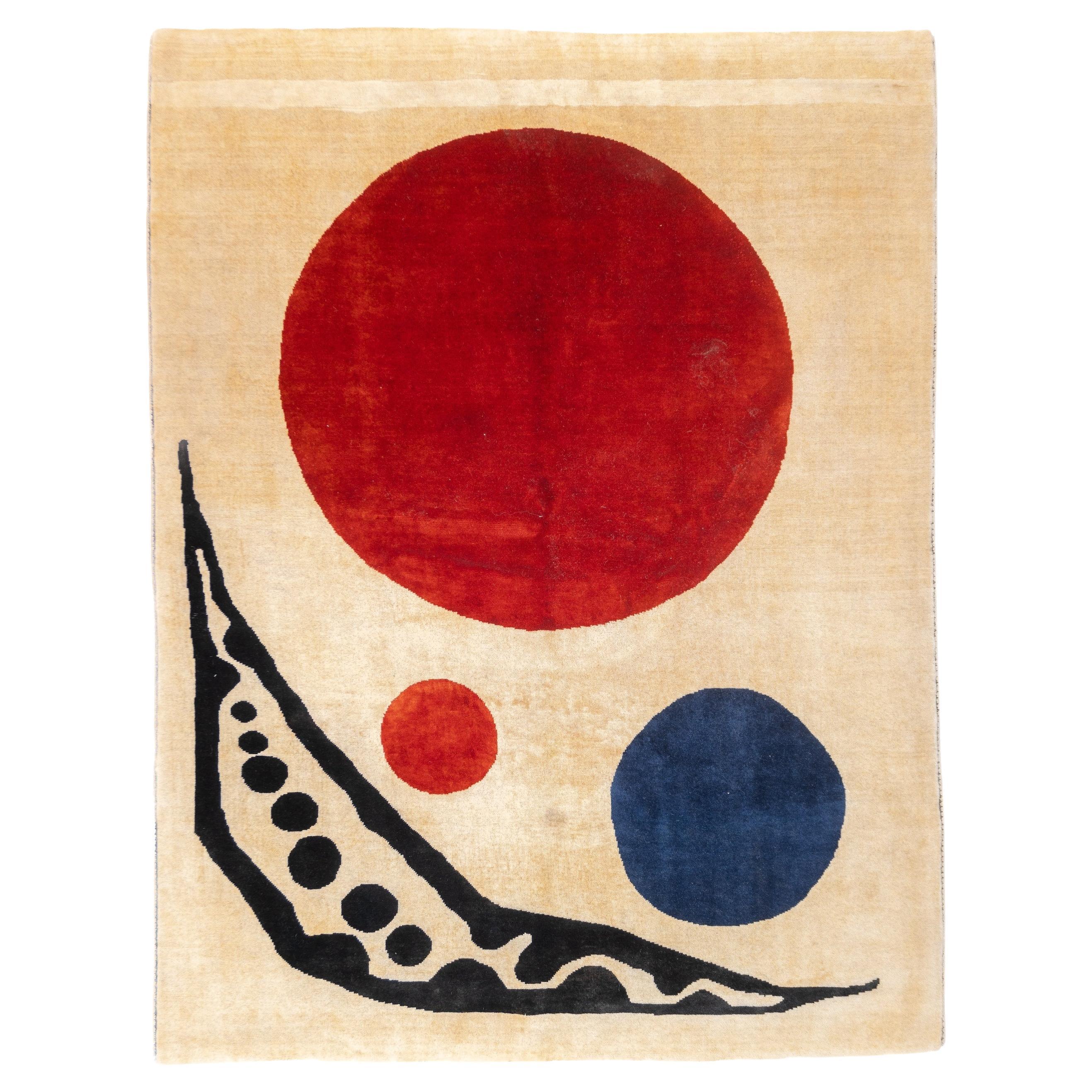 Fine Mid Century French Artistic Wool Rug 8'1'' x 8'2'' For Sale at 1stDibs