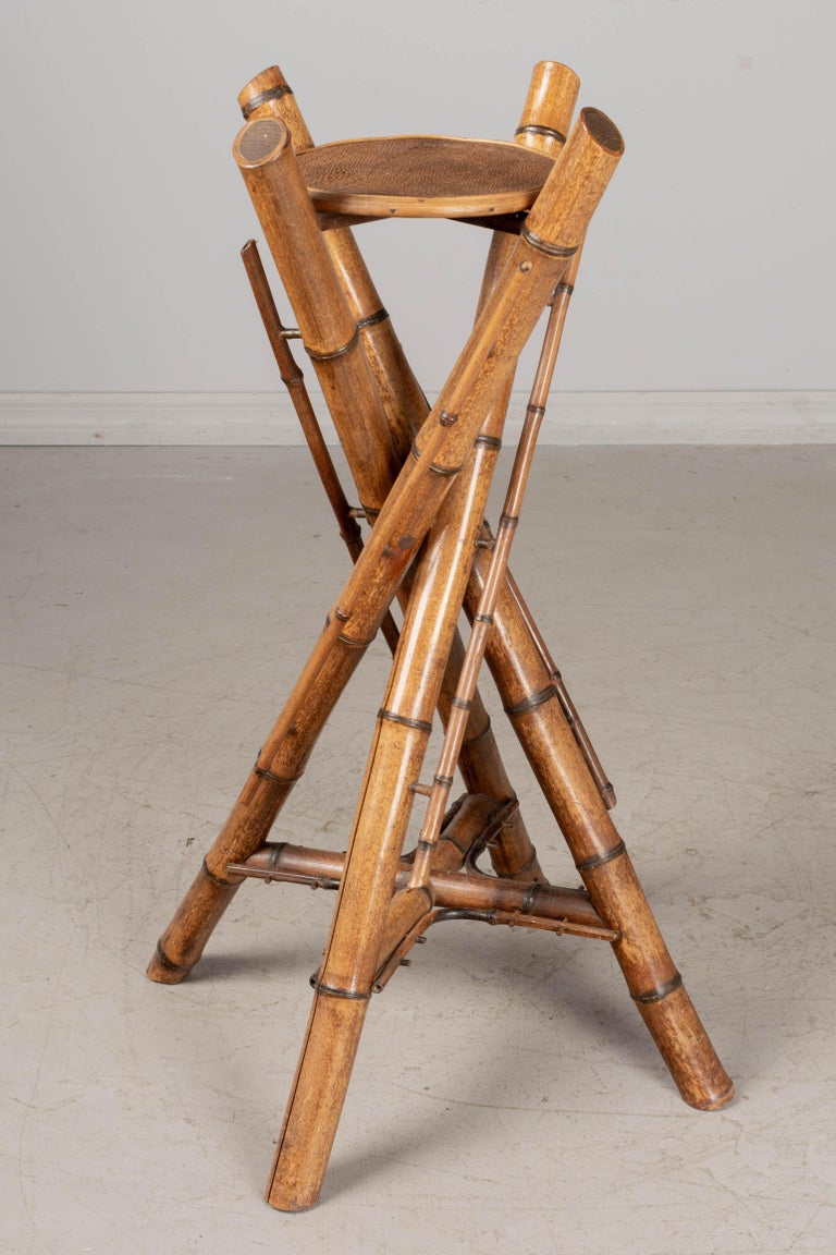 Mid Century French Bamboo and Rattan Plant Stand or Pedestal at 1stDibs