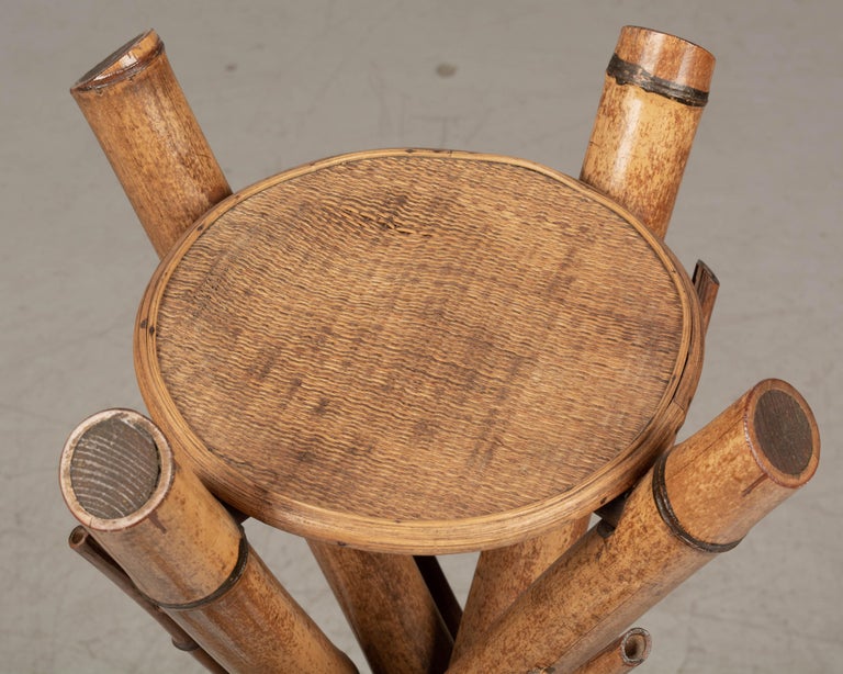 Mid Century French Bamboo and Rattan Plant Stand or Pedestal at 1stDibs