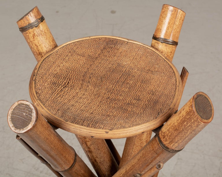 Mid Century French Bamboo and Rattan Plant Stand or Pedestal at 1stDibs
