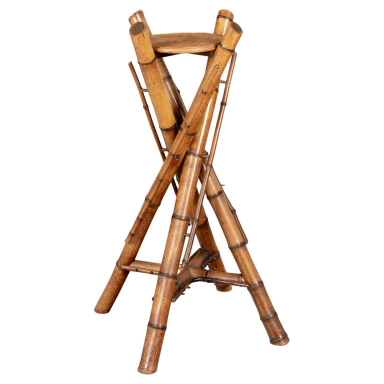 Mid Century French Bamboo and Rattan Plant Stand or Pedestal at 1stDibs
