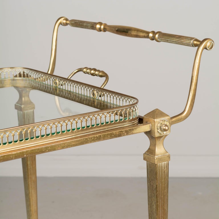 Midcentury French Brass Bar Cart For Sale at 1stDibs