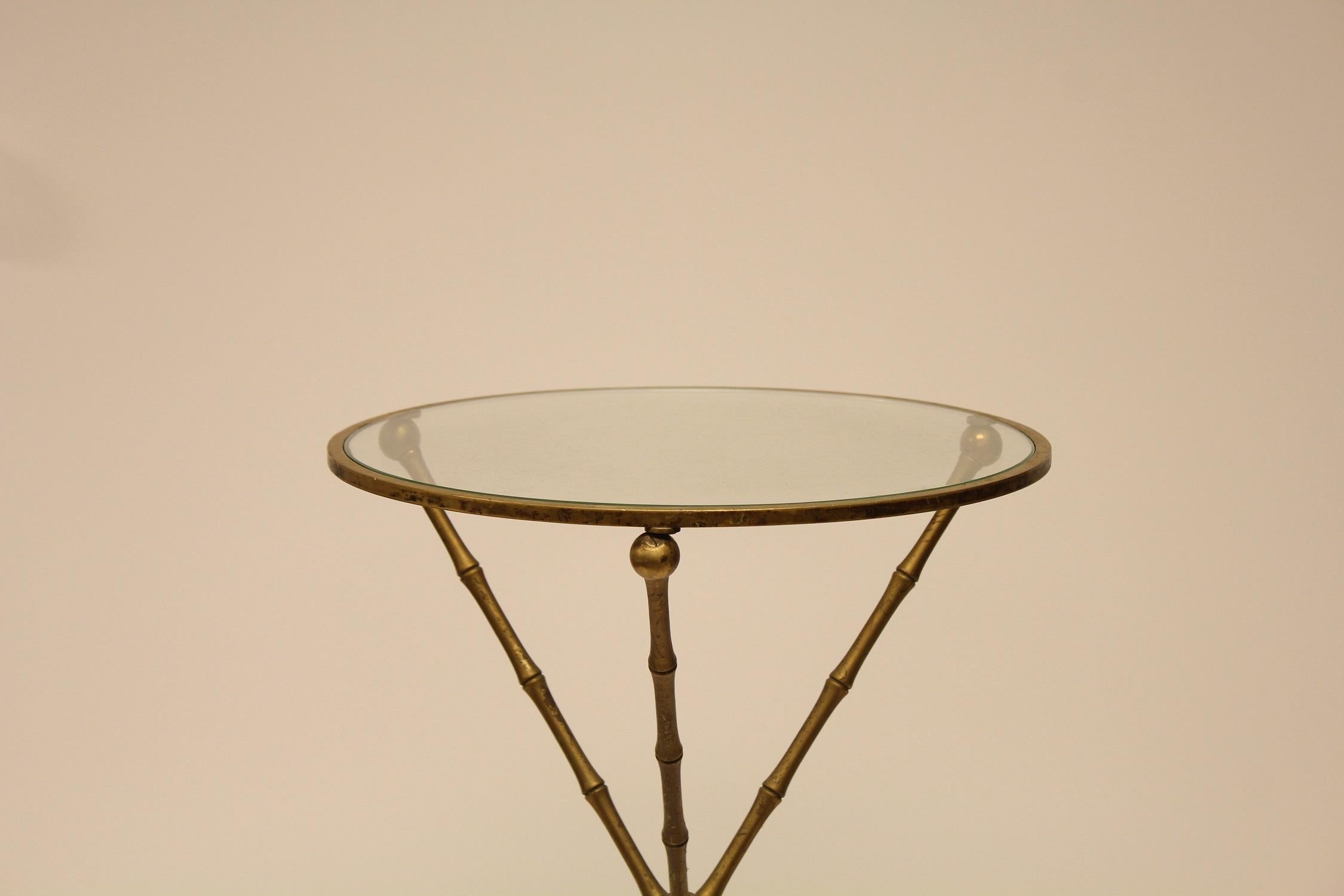 Midcentury French Brass Drink Table For Sale at 1stDibs