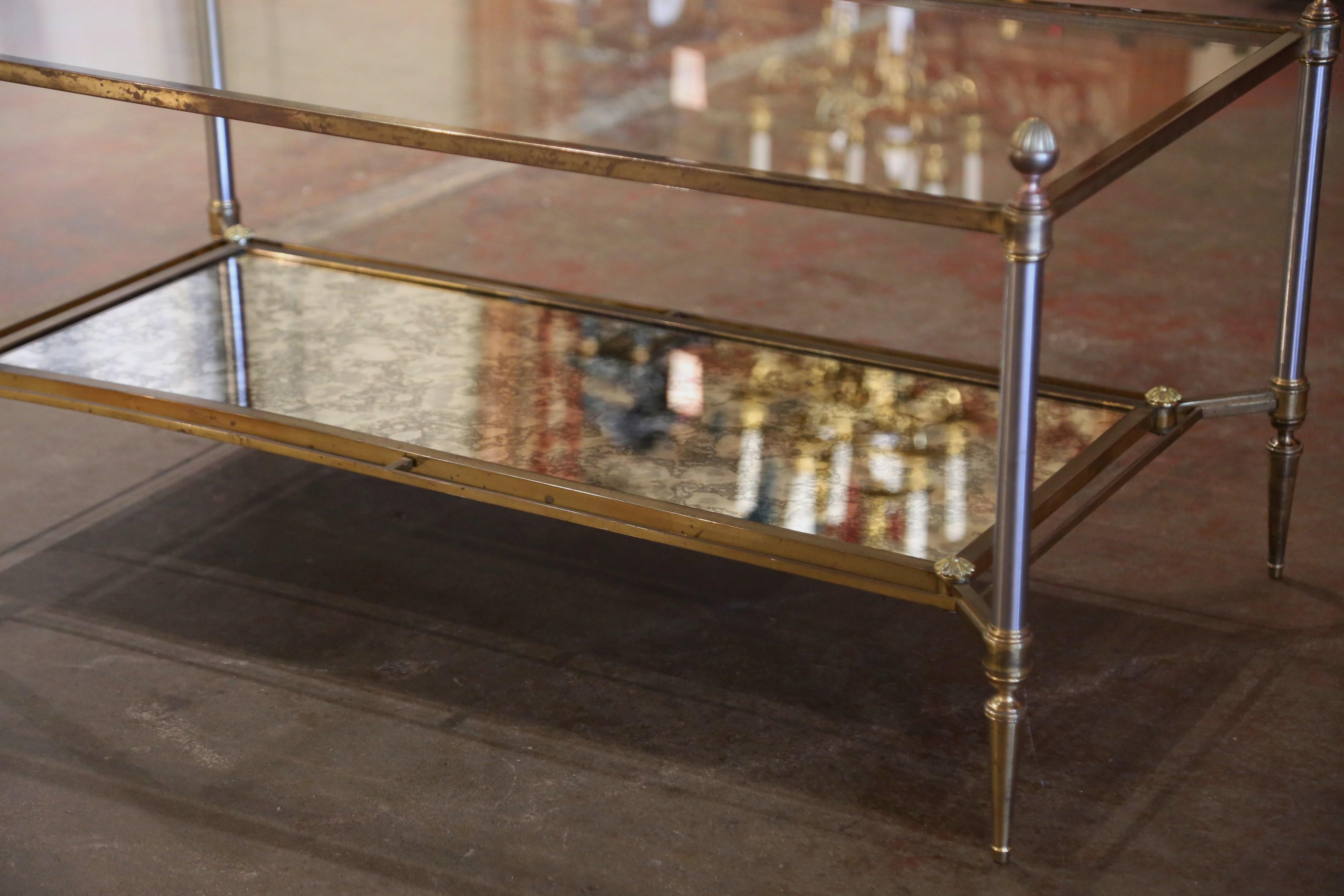 Mid-Century French Bronze Two-Tier Coffee Table from Maison Jansen For ...