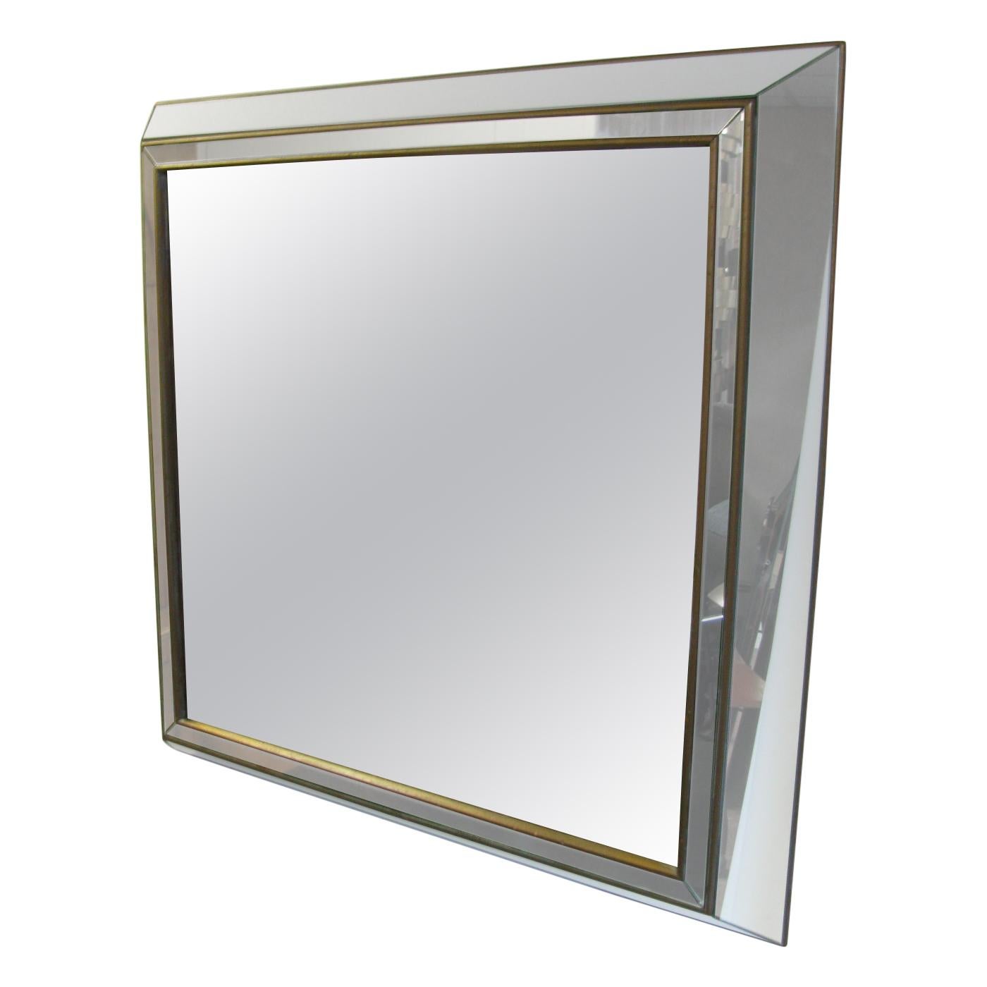Mid Century French C1940 Square Framed Mirror For Sale at 1stDibs