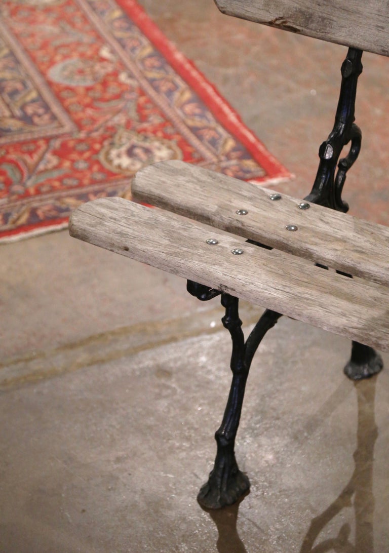 Mid-Century French Carved Wood and Cast Iron Branch-Form Garden Bench ...