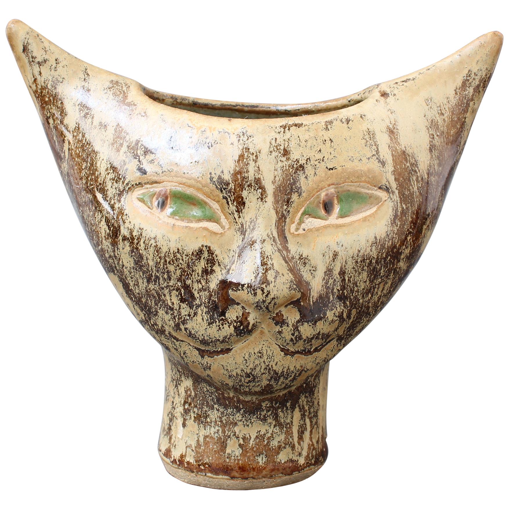 Midcentury French Ceramic Cat Vase, circa 1960s at 1stDibs