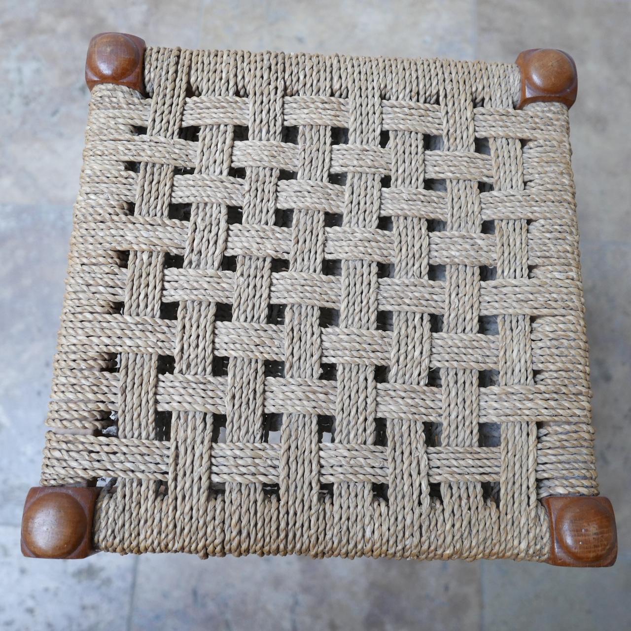 Midcentury French Cord Stool or Side Table For Sale at 1stDibs