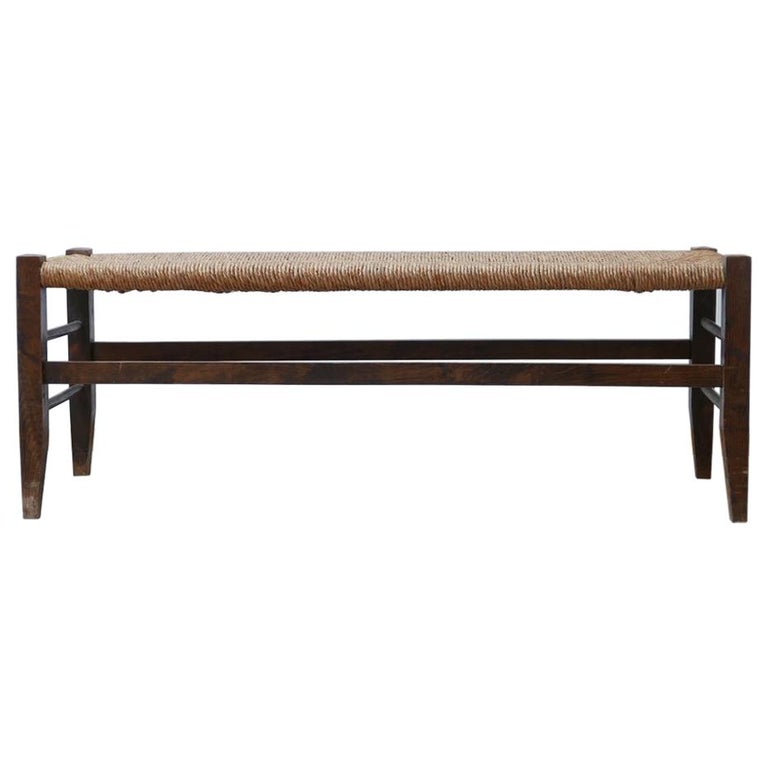Midcentury French Corded Low Bench at 1stDibs