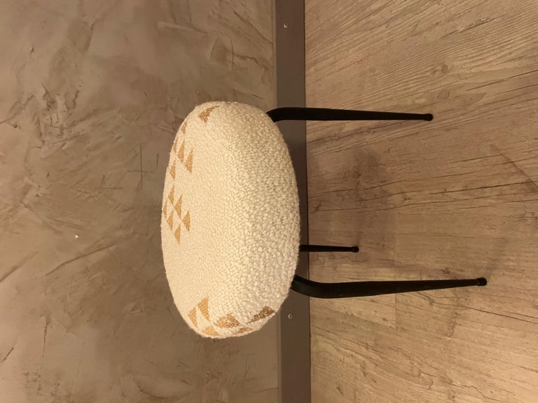 Mid-Century French Design Upholstered Stool, 1960s For Sale at 1stDibs