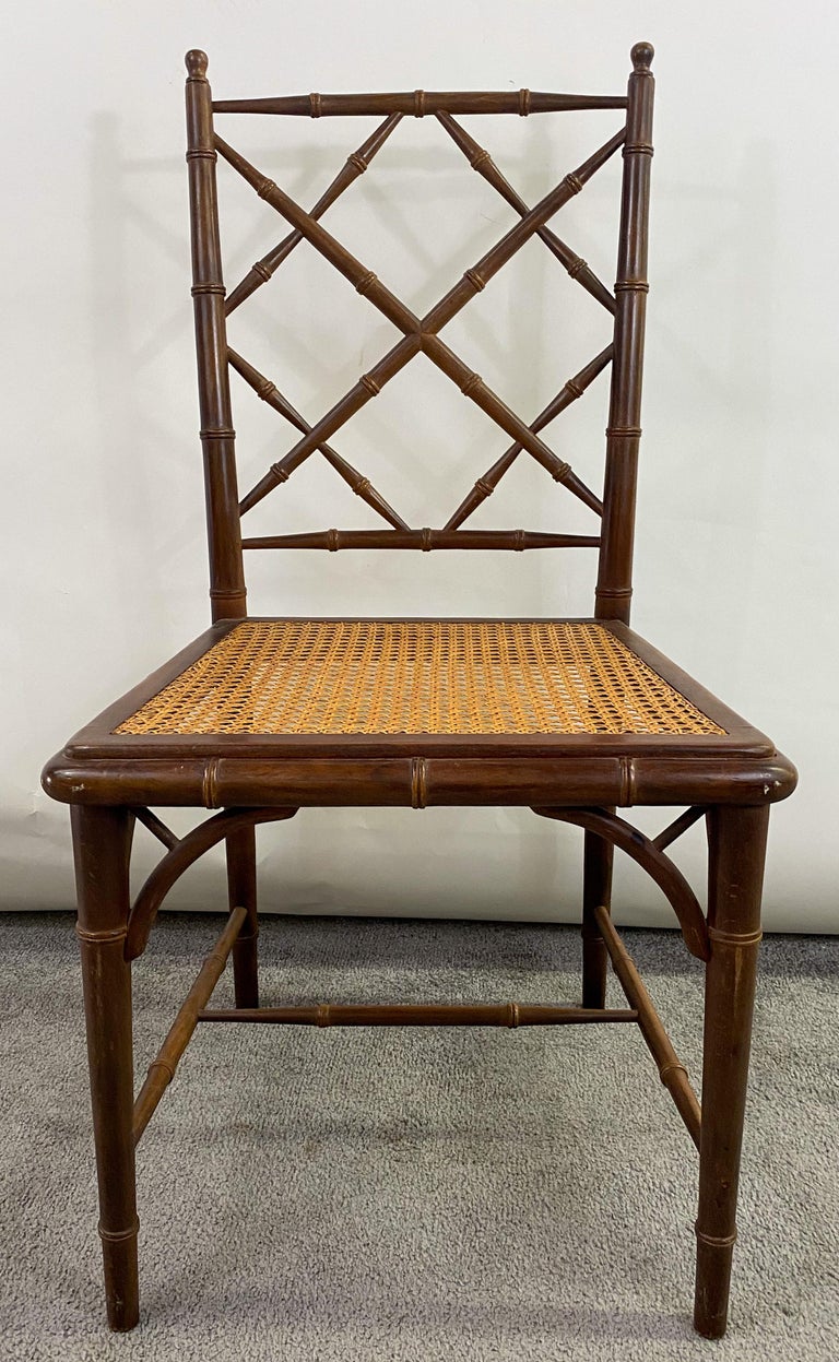 Mid-Century French Faux Bamboo Style Desk or Side Chair For Sale at 1stDibs
