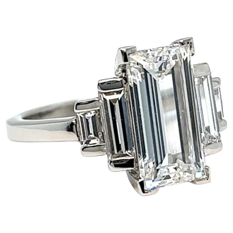 Mid Century French GIA 2.57 Carats Rectangular Step Cut Diamond ...