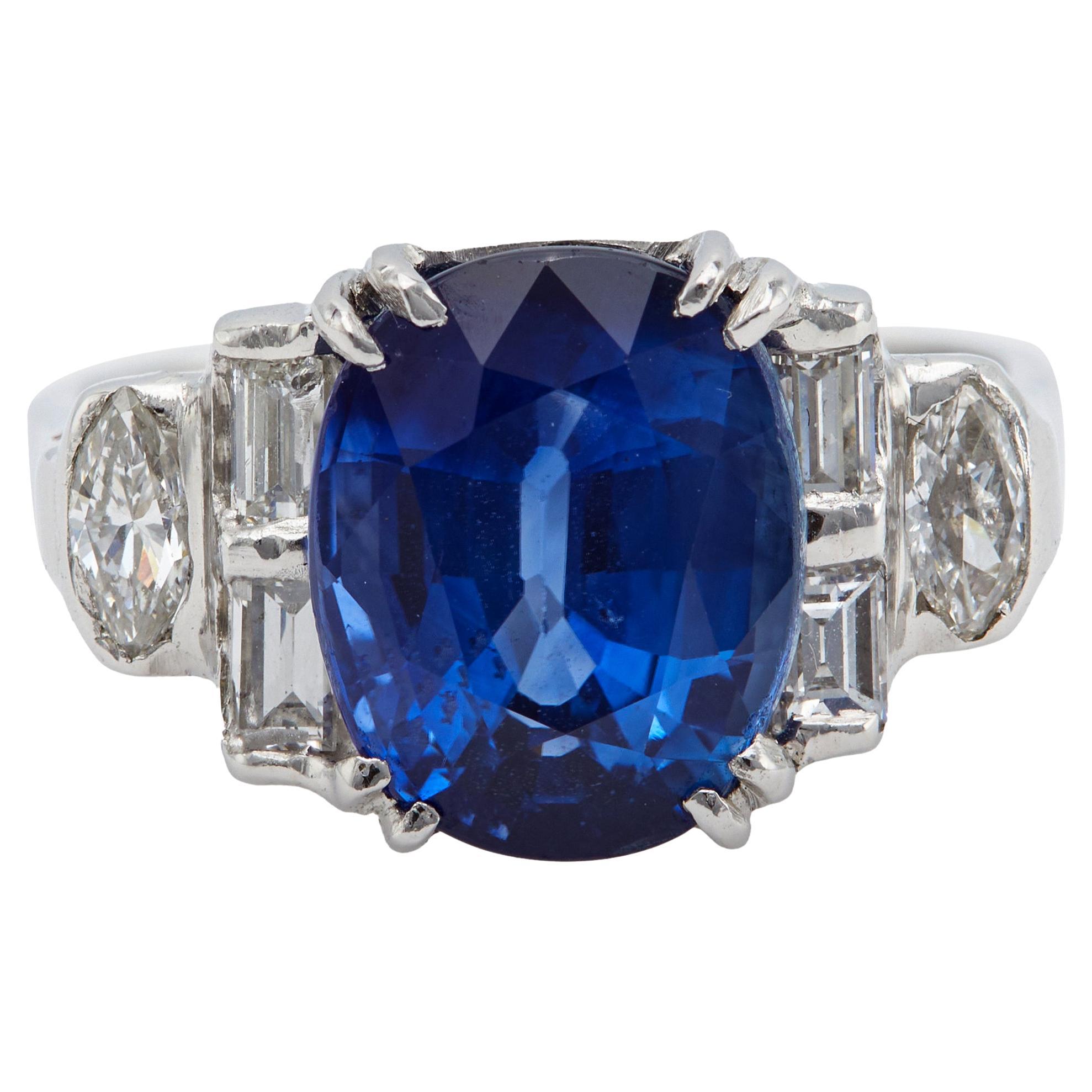 Mid Century French Diamond 18k White Gold Ring For Sale at 1stDibs