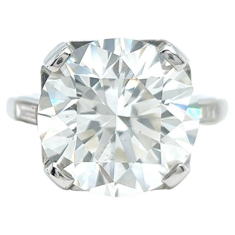 Mid-Century French GIA 7.37 Carats Round Brilliant Cut Diamond Platinum ...