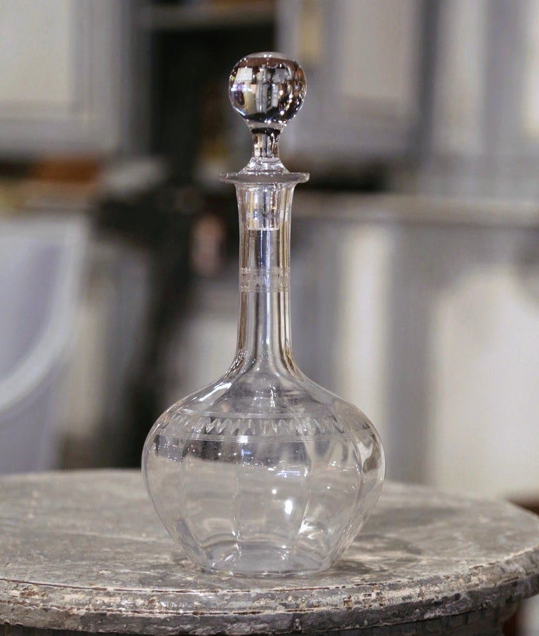 Mid-Century French Glass Wine Carafe Decanter with Stopper at 1stDibs