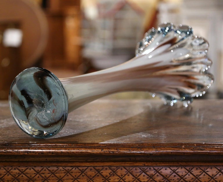 Midcentury French Hand Blown Art Glass Swirl Colored Vase For Sale at ...